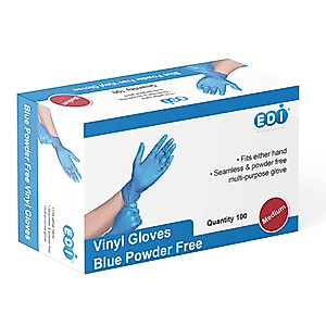 EDI Disposable Vinyl Gloves Large, 100 pcs (Blue)