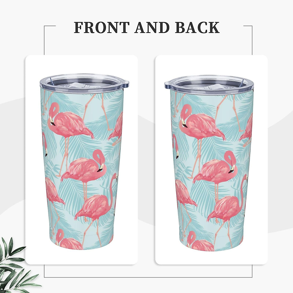 Flamingo 20oz Insulated Stainless Steel Tumbler With Lids And Straws Stainless Steel Double Wall Vacuum Insulated Travel Coffee Mug Leak-Proof Lid & Flip Lid For Hot And Cold Drinks