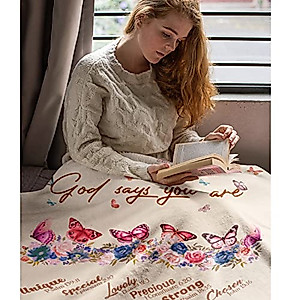 Yamco Butterfly Gifts for Women - Gifts for Women Birthday Unique - Christian Gifts 60"x 50" Blanket - Religious Gifts for Female - Bible Verse Throw Blankets - Inspirational Gift Ideas for Women