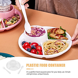 Hemoton Pasta Plate Bowl Plates Divided Plates Dinner Plate: Portion Control Plate 4 Compartments Diet Plate with Soup Compartment for Adult Home Restaurant 8.5 Inch White Bowl Plate