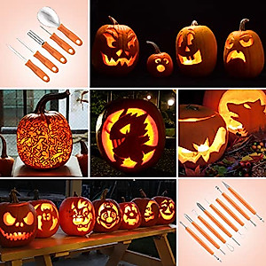 Pumpkin Carving Kit Tools Halloween, CHRYZTAL 13PCS Professional Heavy Duty Carving Set, Stainless Steel Double-side Sculpting Tool Carving Knife for Halloween Decoration Jack-O-Lanterns