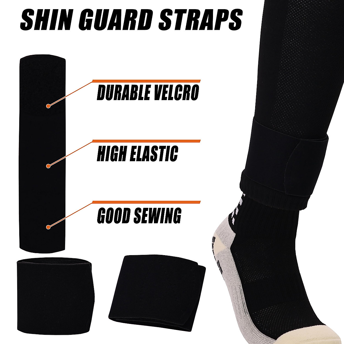 Grip Soccer Socks with Shin Guard Sleeves & Straps | Anti Slip Non-Skid Durable & Comfy Football Socks for Training & Matches
