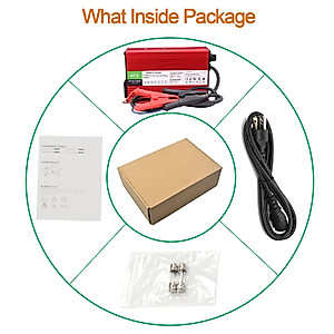 58.4V 5A LiFeP04 Charger for 16S 48V LiFeP04 Battery Smart Battery Charger Red Aluminum Case with Alligator Clip Connector