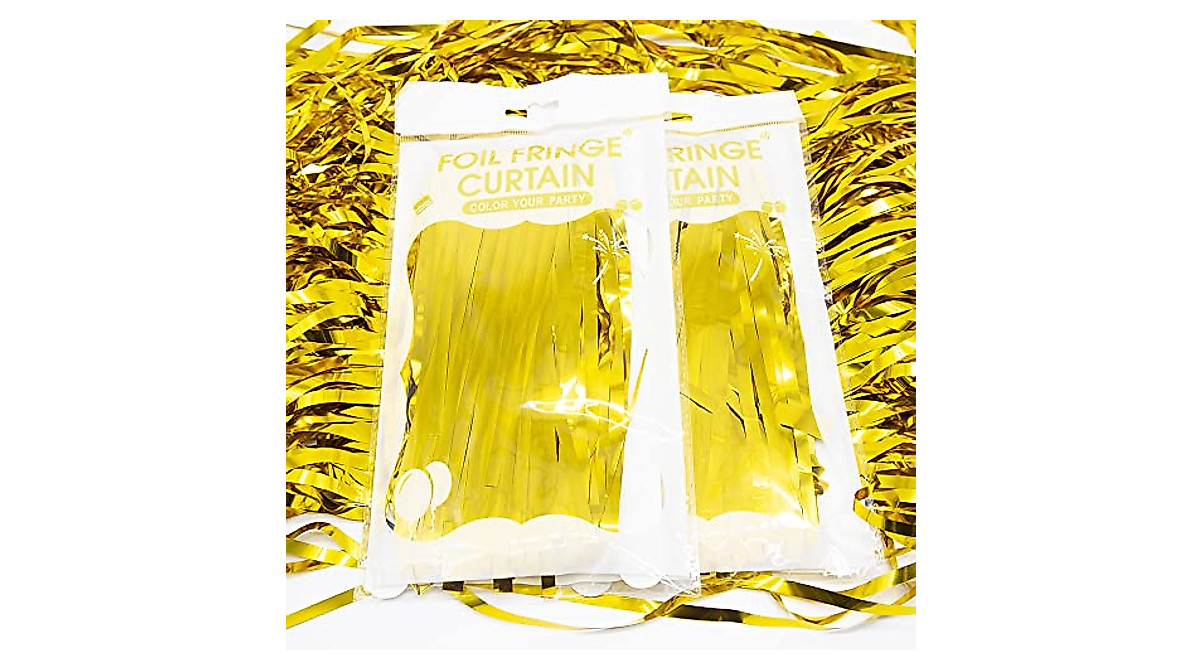 Gold Backdrop Fringe Curtain for Party Decor - 2 Pack | Easy Setup ...