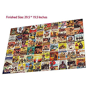 Logicpuz Vintage Western Movie Poster Jigsaw Puzzle 1000 Piece Old West Themed Puzzle for Adult
