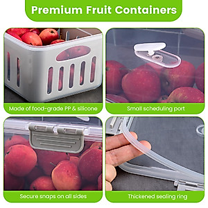 CINPIUK Fresh Contanier 5 Pack Food Containers Fruit Vegetable Produce Storage Saver Containers with Lid & Colander Kitchen Refrigerator Organizers Bins for Salad Berry Meat