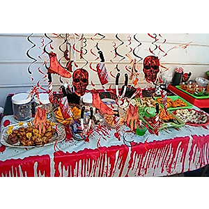 Halloween Bloody Weapons Hanging Swirl Decorations, Pre-Assembled Bloody Garland Banner, Have a Killer Birthday & Friday the 13th Birthday Party Decorations, Halloween Horror Zombie Vampire Party Supplies - 22pcs