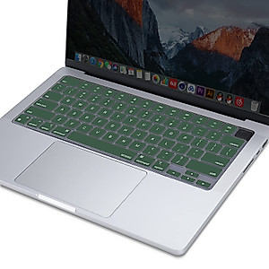 MOSISO Keyboard Cover Skin Compatible with MacBook Air 15 inch M3 A3114 M2 A2941/Air 13.6 A3113 A2681/Pro 14/16 M4 M3 M2 M1, Peacock Green