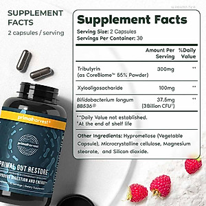 Primal Harvest Restore for Gut Health, Primal Gut Restore w/POSTbiotics, PREbiotics and PRObiotics for Women and Men, 60 CT - Digestion, Colon Cleanse, Immunity Support - Helps Leaky Gut Repair