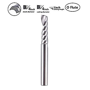 SpeTool Single Flute (O Flute) Spiral End Mill Aluminum Cutter Carbide Router 1 inch Cutting Length with 1/4Inch Shank for Aluminum Acrylic PVC MDF Plastic