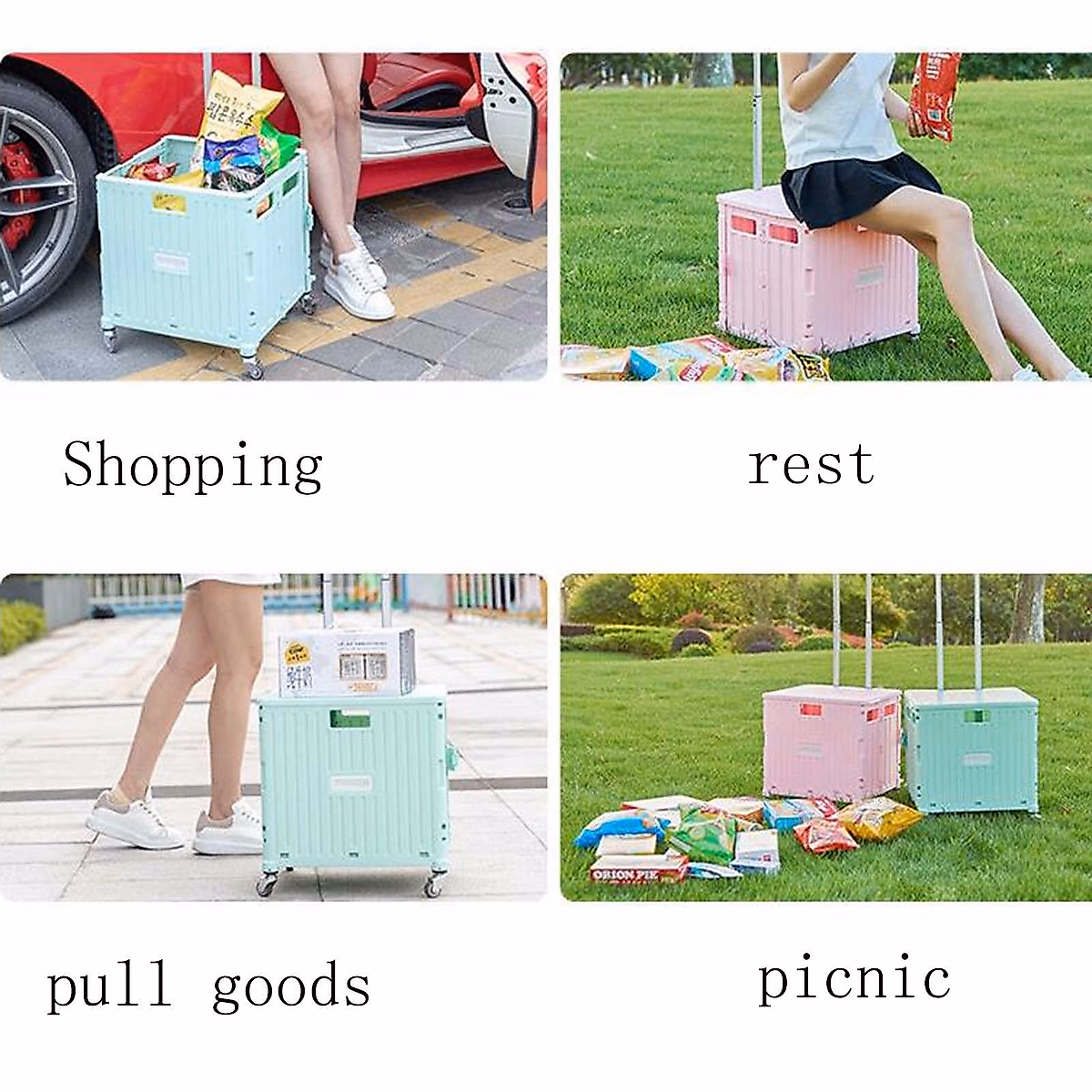 Collapsible Stair Climber Rolling Cart - Wheeled Rolling Crate with Telescoping Handle, 360° Wheels - Ideal for Tool Box, Groceries, and More!