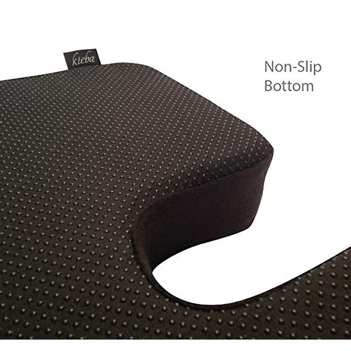 Kieba Coccyx Seat Cushion, Cool Gel Memory Foam Large Orthopedic Tailbone Pillow for Sciatica, Back, and Tailbone Pain (Black)