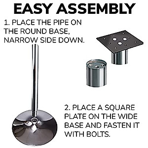 Single Metal Stand with Square Flange and Round Base for Candy Gumball Capsule Vending Machines