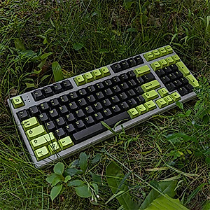 mintcaps Doubleshot Keycaps Green Black Keycaps 121 Keys Cherry Profile Custom Keycaps Set for Cherry MX Gateron Switches Mechanical Keyboards