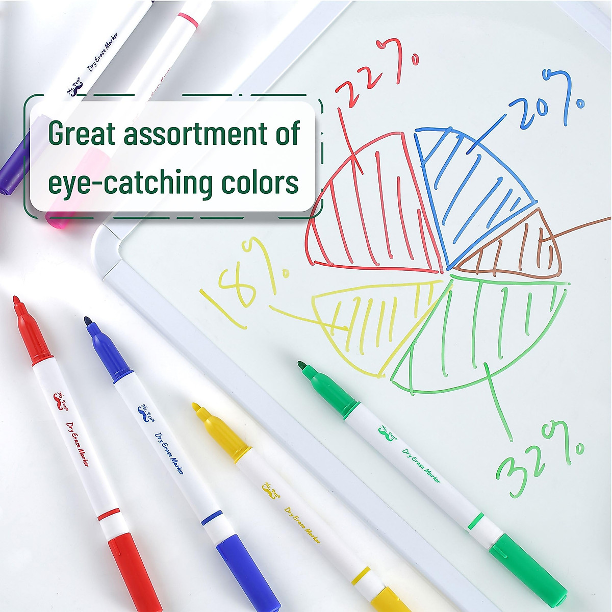 Mr. Pen- Dry Erase Markers, 12 Pack, Assorted Colors, White Board Markers Dry Erase, Whiteboard Markers, Dry Erase Markers for Kids, Dry Erase Markers Fine Tip, Dry Erase Pens, Dry Erase Board Markers