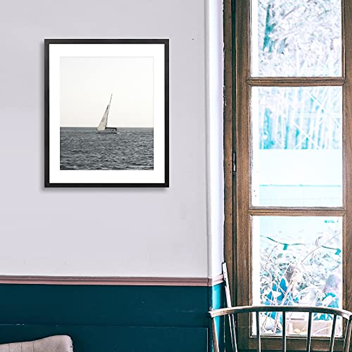 HOMESEVEN 20x24 Frame, 20x24 Picture Frame Matted to 16x20, Solid Wood Poster Frame-Horizontal and Vertical Wall Hanging for Home, Exhibition, Caffe(Black)