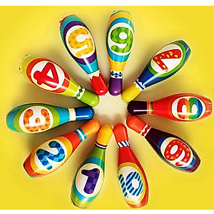 ToyVelt Kids Bowling Set - with 10 Bowling Pins & 2 Balls - Educational Early Development Indoor & Outdoor Games Set - for Toddlers & Infants Boys & Girls Ages 3,4,5-12 Years Old