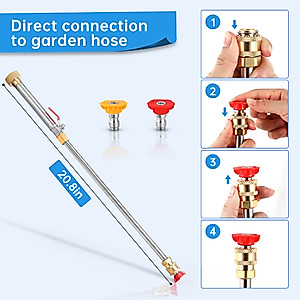 VANPET All Metal High Pressure Power Washer Wand for Garden Hose with Jet Nozzle and Fan Nozzle, Hydro Jet Power Sprayer for Car Washing or Garden Cleaning (001)