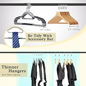 Non Slip Hangers 20 Pack, Clothes Plastic Hangers, Thin Hangers Plastic, Hangers Non Slip, Heavy Duty Hangers, 360° Swivel Space Saving Hangers with Clothes Hooks for Shirts, Pants, Dress (Grey)