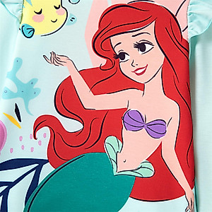 Disney Princess 2PCS Toddler Girls Outfits Ruffled Sleeves Sweatshirt and Leggings Outfit Set Deep Blue 5-6 Years