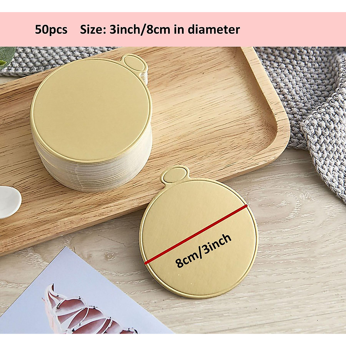 YYaaloa 3.15 Inch Mini Round Golden Cake Boards 50pcs Mousse Cupcake Base Paper Plates Circle Dessert Board (Gold 3inch 50pcs)
