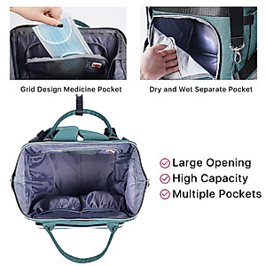 BesyPro Unisex Baby Diaper Backpack Multifunction Large Baby Travel Backpack with Portable Changing Pad, Stroller Straps for Mom and Dad,Green