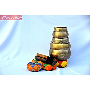 Set of 5 Hand Hammered Singing bowls-tibetan singing bowl-meditation bowls, Healing bowls