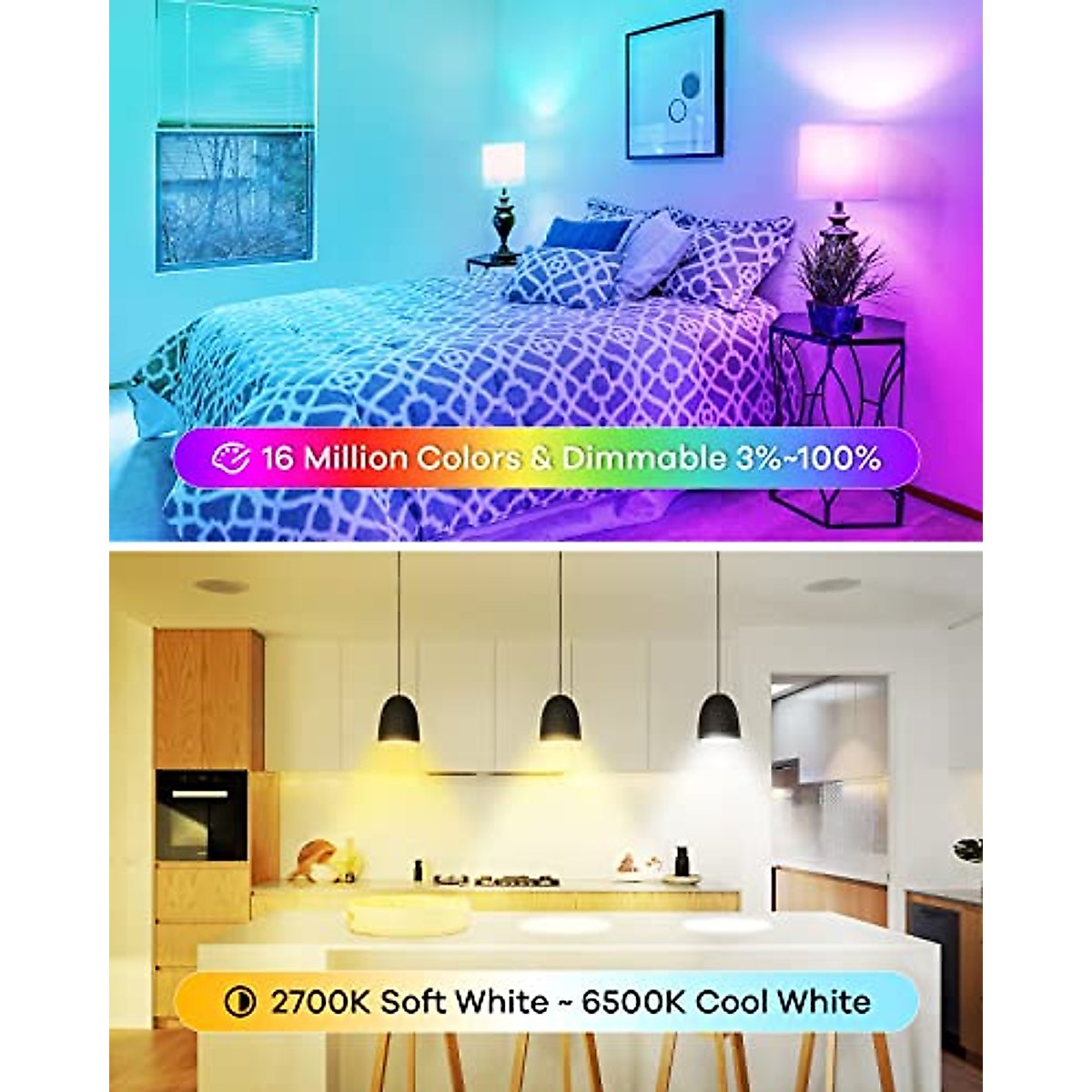 Linkind Smart Light Bulbs, Smart Bulb That Work with Alexa & Google Home, LED Light Bulbs Color Changing, A19 E26 WiFi Light Bulb Dimmable (Retro)