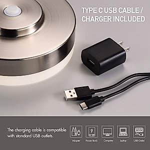 O’Bright Thurlow - Portable LED Lamp for Outdoor / Indoor, Built-in Rechargeable Battery, IP44 Water Resistant, Travel Light, Camping Lantern, Patio Table Lamp, Night Lamp, Brushed Nickel