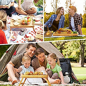 Easoger 2 Pack Bed Trays for Eating, Breakfast Tray with Handles, Bamboo Bed Tray Table with Folding Legs, Food Trays Fits for Adult Kids Eating Snack and Laptops TV