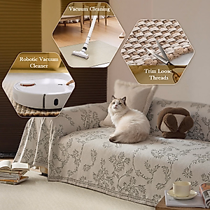 LIVEBOX Jute Cotton Hand Woven 8X10 Soft Neutral Area Rugs for Living Room, Natural Farmhouse Area Rug for Bedroom Dining Room