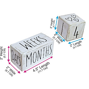 Milestone Blocks by Cutie Carry 6 Wood Block Photography Props The Most Complete Set for Baby Boy or Girl Track Memories Rustic Nursery Decor (White)