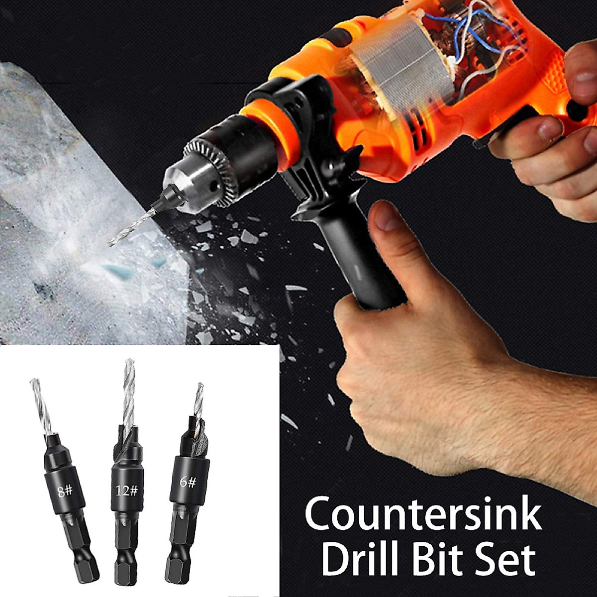 DAYREE 5PCS Countersink Drill Bit Set Wood Drill Bit Set Woodworking Tools #5, 6, 8, 10, 12