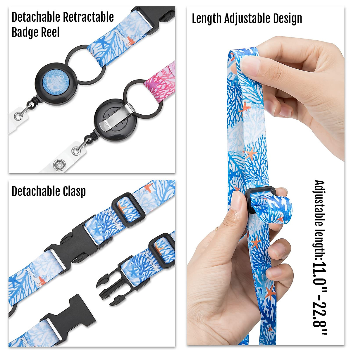 MNGARISTA Cruise Lanyards, Adjustable Lanyard with Retractable Reel, Waterproof ID Badge Holder for All Cruises Ships Key Cards, 2pack