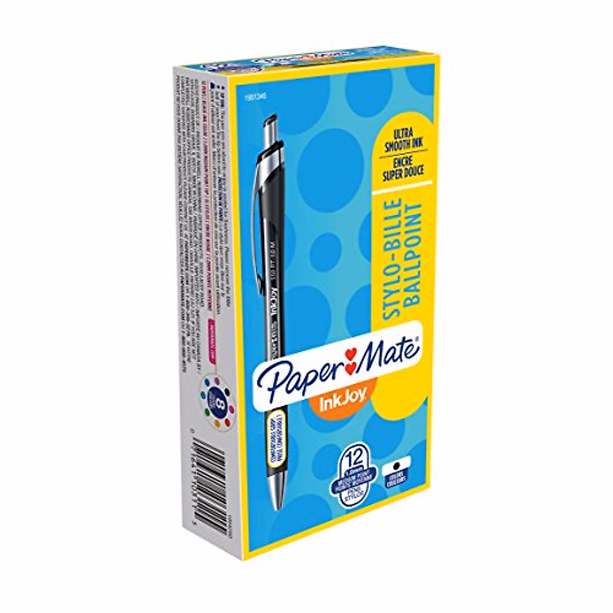 Paper Mate InkJoy 550RT Retractable Ballpoint Pens, Medium Point, Black, Box of 12 (1951345)