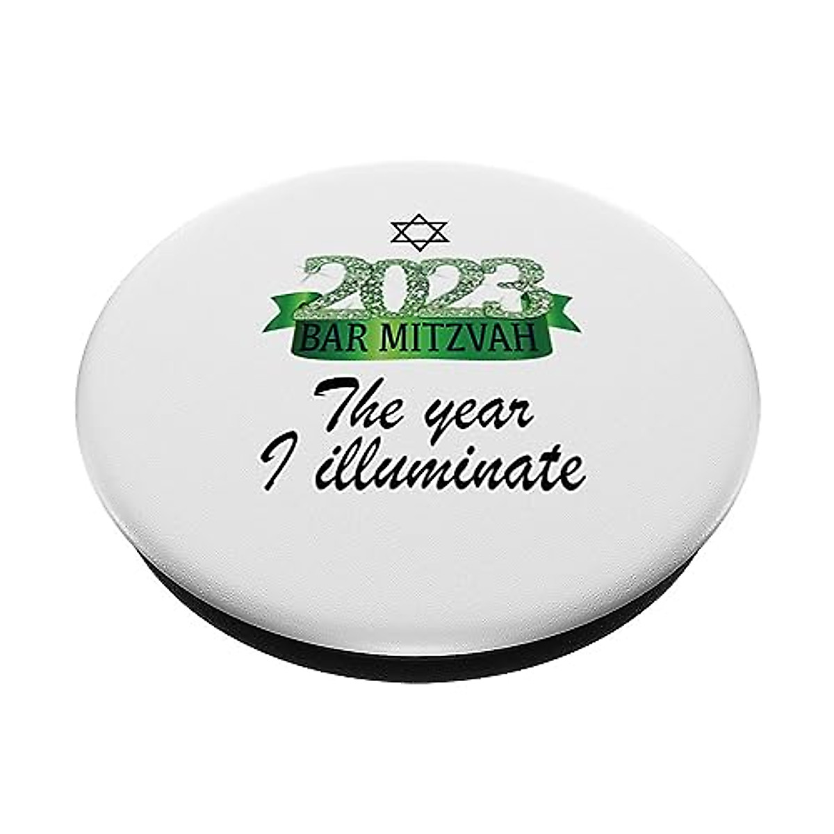 2023 Bar Mitzvah Quote Festive White Green Decor PopSockets Standard PopGrip