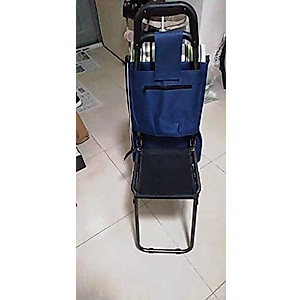 Cart with Seat Multi Function Trolley (Size: 22" * 12" * 8") for Shopping Travelling Casual Fishing