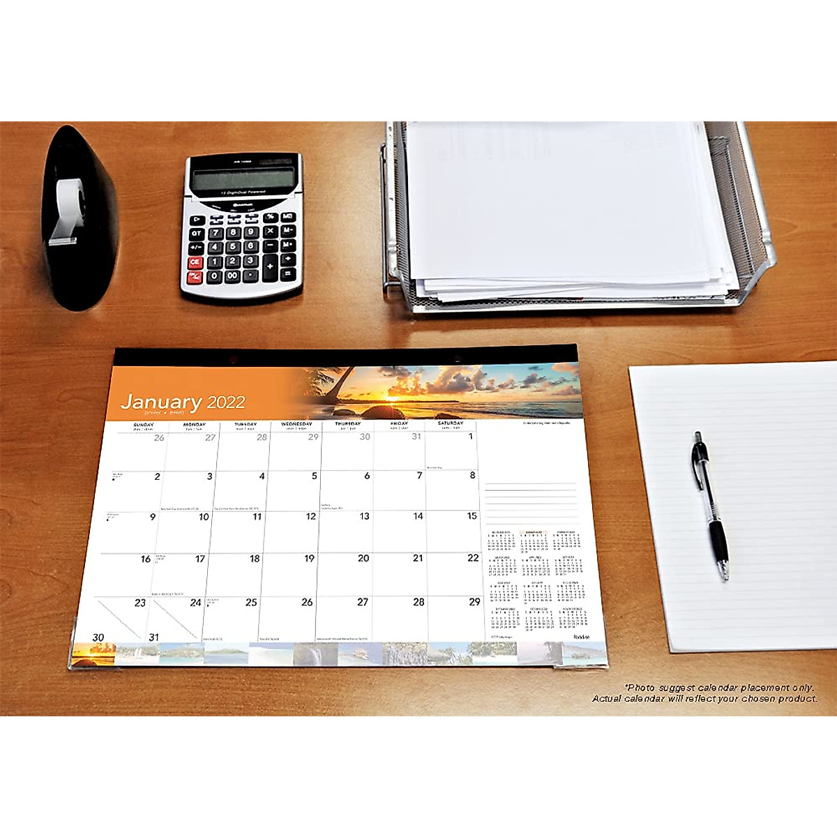 Paradise 2022 17 x 12 Inch Monthly Desk Pad Calendar, Scenic Travel Nature Tropical