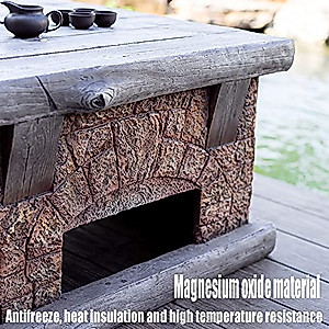 QHYXT Wood Fire Pits Outdoor Outdoor Wood Fire Pit BBQ Grill Table, Backyard Patio Garden Party Barbecue Fireplace, Magnesia Material, Anti-Freezing and Heat-Resistant