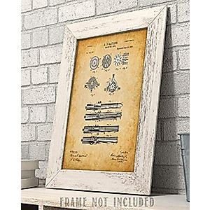Gatling Machine Gun Patent Print - 11x14 Unframed Patent Print Gun Pictures for Wall - Man Cave Gun Poster Decor - Gift Under $20 for Gun Owners and Firearms Enthusiasts