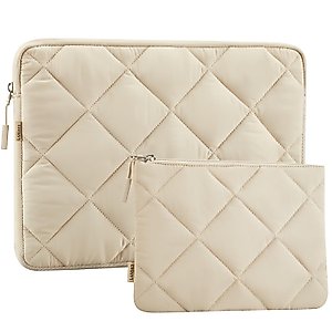 LANDICI Puffy Laptop Sleeve Carrying Case 13 13.3 13.6 Inch for MacBook Air 13 M1/M2, Mac Book Pro 13, Surface Pro 9/8/7, 11.6-12” Chromebook, Computer Cover Bag with Accessories Pouch, Apricot