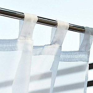 NICETOWN White Sheer Outdoor Curtain for Patio Waterproof, Elegant Tab Top Waterproof Indoor Outdoor Curtain for Porch/Pergola (1 Panel, W54 x L84, White)