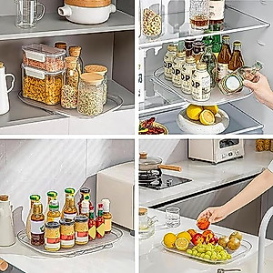 Square Lazy Susan for Refrigerator,Countertop Condiment Storage Rack Turntable Organizer for Rectangular Long & Oblong Tables,Household Rotating Rack for Kitchen, Bedroom (13.78" 10.24")