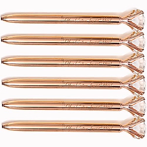 Personalized Pens with Name Personalized Pens in Bulk Custom Pens Personalized Bulk Customized Pens with Bussiness Name 6 PCS Diamonds Personalized Pens with Free Engraving (Rose Gold)