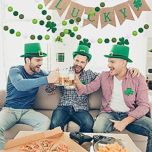 3 Pieces St. Patrick's Day Felt Balls Garland with Lucky Shamrock Garland Banner St Patrick Garland St. Patrick's Day Decorations for Irish Wall Hanging Decorations