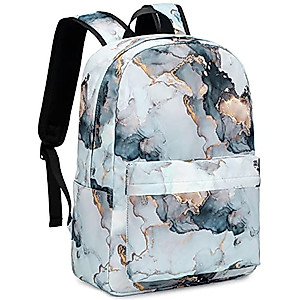 JIANYA Backpack for Teen Girls Boys School Backpack with Lunch Box Marble Kids Book Bag Schoolbag