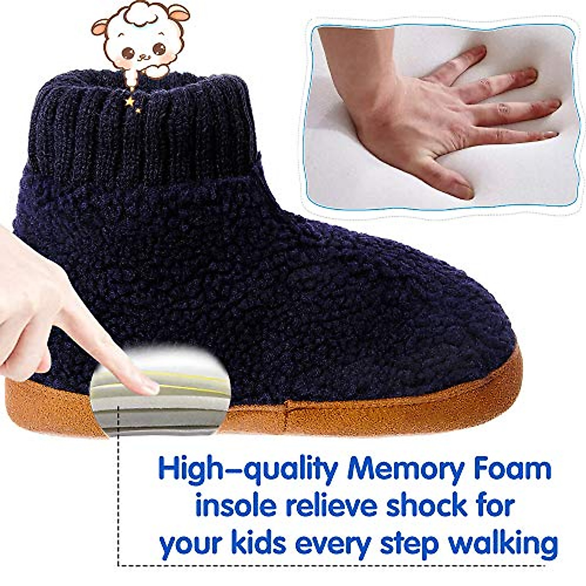 shoeslocker Boy Slippers Comfortable House Slippers Little Kids Big Kids Boys House Slipper Booties Dark Blue Size 2