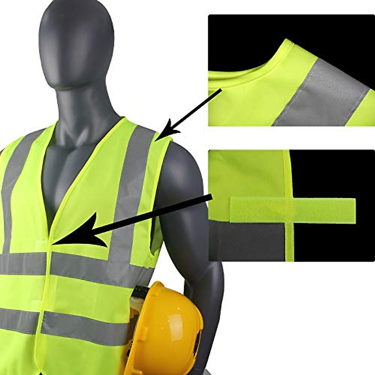 Treedeng 10 Pack XL Yellow High Visibility Safety Vest Reflective Safety Vest for Traffic Industrial Cycling Running