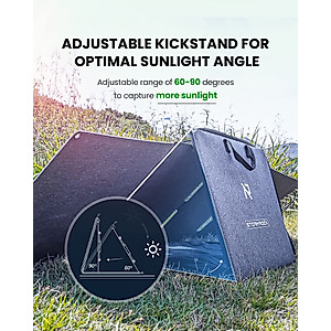 StormRock 200W Solar Panel for Portable Power Station, Foldable Solar Charger with IP67 Waterproof, ETFE Film, Adjustable Kickstand, Monocrystalline Power Charger Kit for Outdoor Camping, Off-Grid