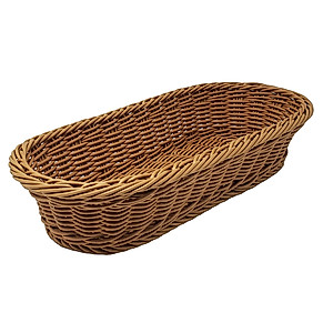Kovot Wicker Bread Basket - 14.5" Woven Polypropylene Basket – For Food Display and Serving – Snack Organizer Basket